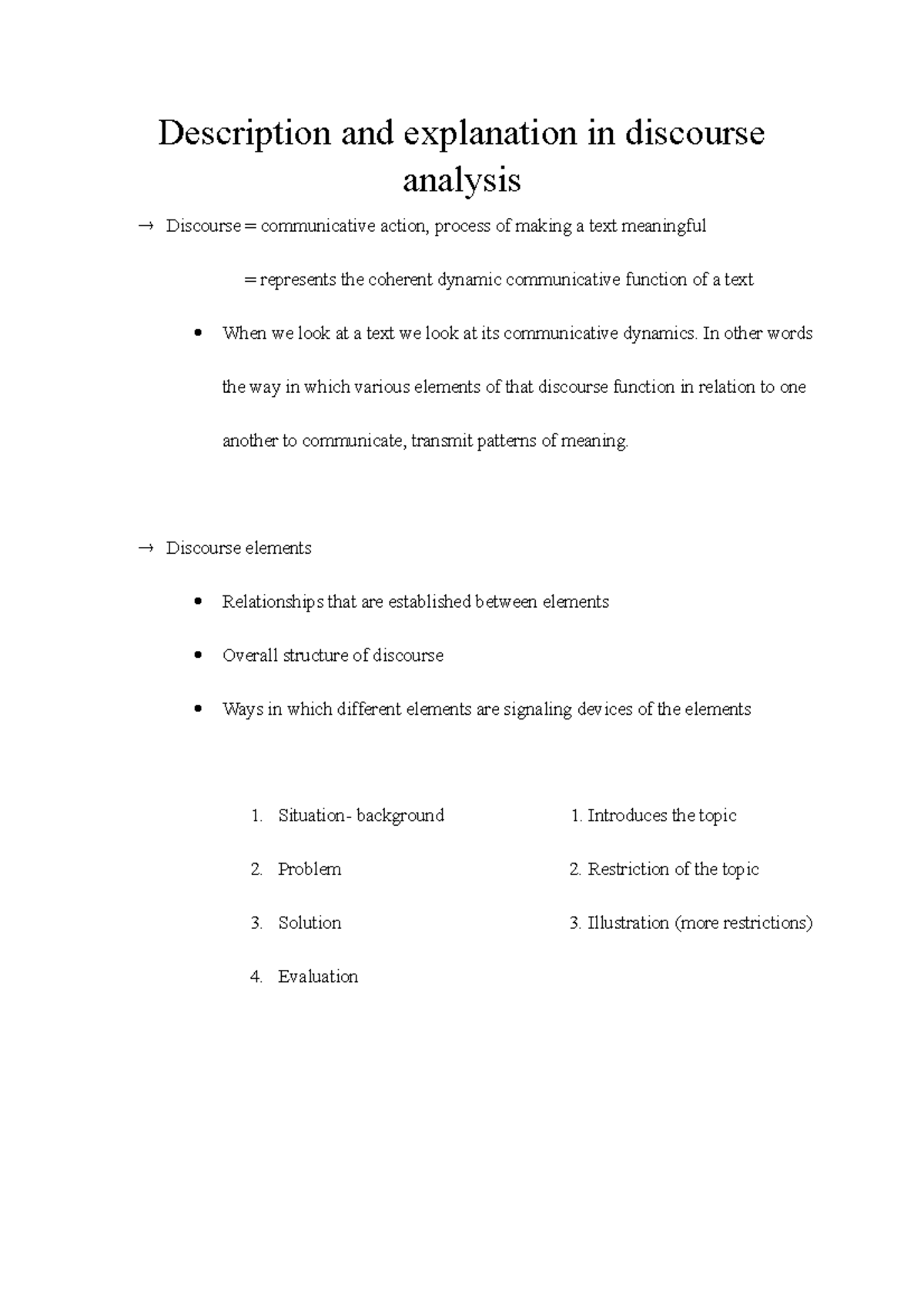 Description and explanation in discourse analysis - Description and ...