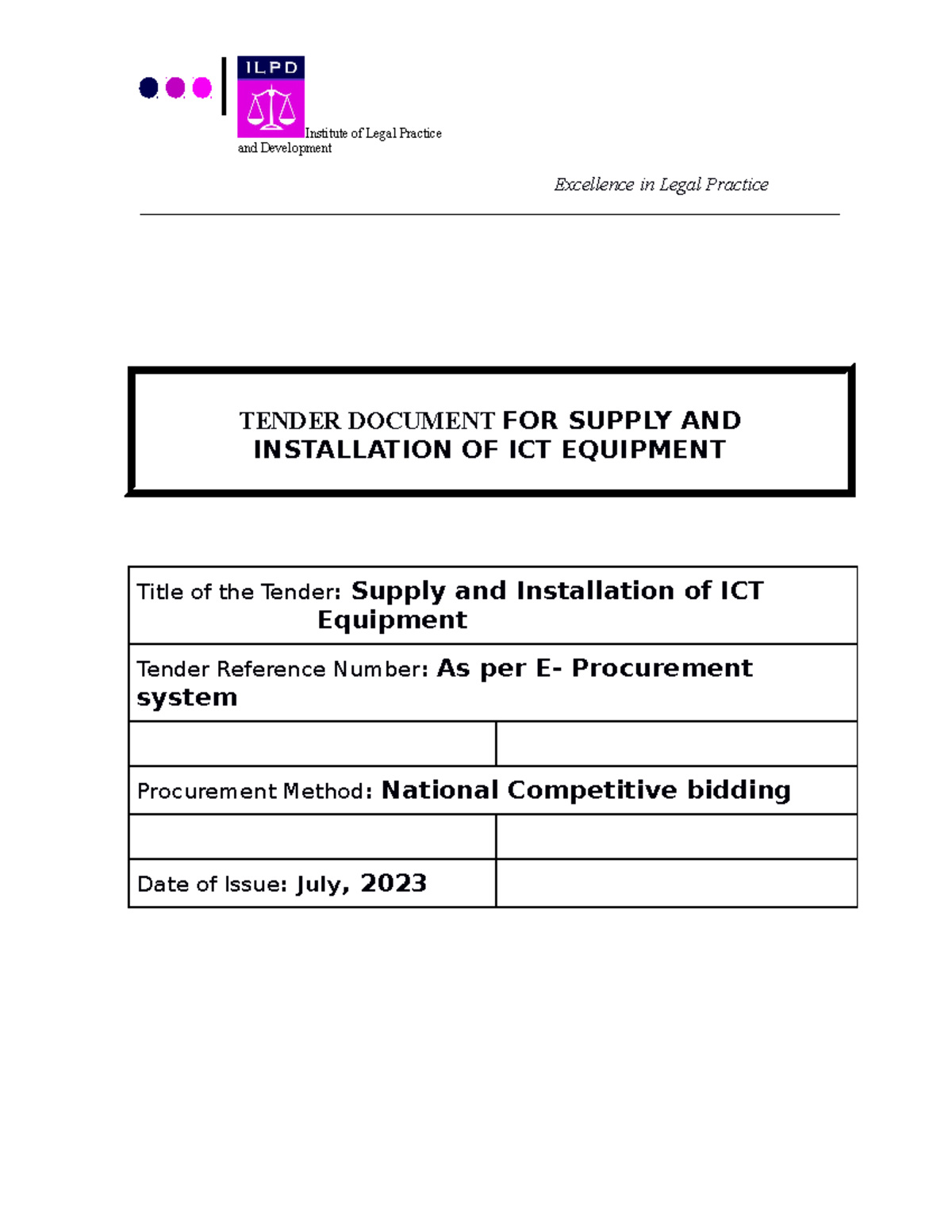 Tender Document for supply of ICT equipment. final - Business ...