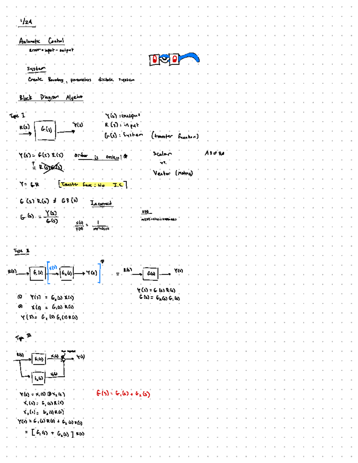 Automatic Control Notes - Automatic Control error: input-output ...