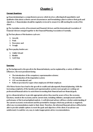Week 1 Tutorial Solutions 2002 67 - Week 1 Tutorial Solutions 200267 Chapter 1: The Financial ...