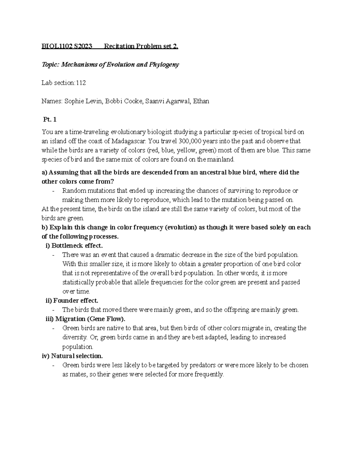 Mechanisms of Evolution and Phylogeny in Tropical Birds and Florida ...