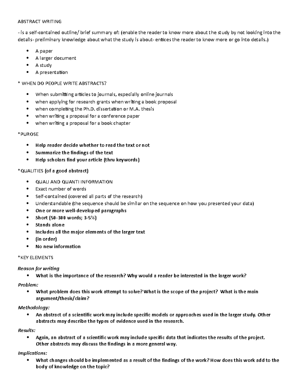 Research Abstract Writing 1 - ABSTRACT WRITING is a self-contained ...