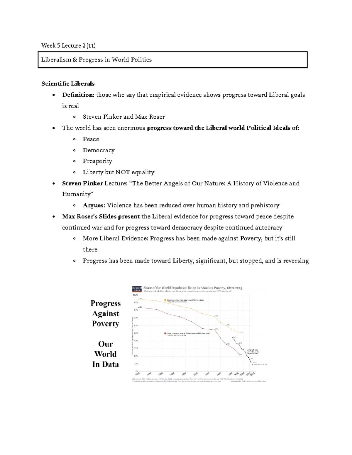 Week 5 Lecture 2 (11) - Fall - Week 5 Lecture 2 (11) Liberalism & Progress in World Politics ...