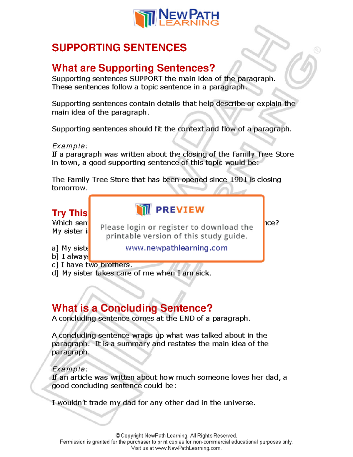 22-5001-22 - SUPPORTING SENTENCES What are Supporting Sentences ...