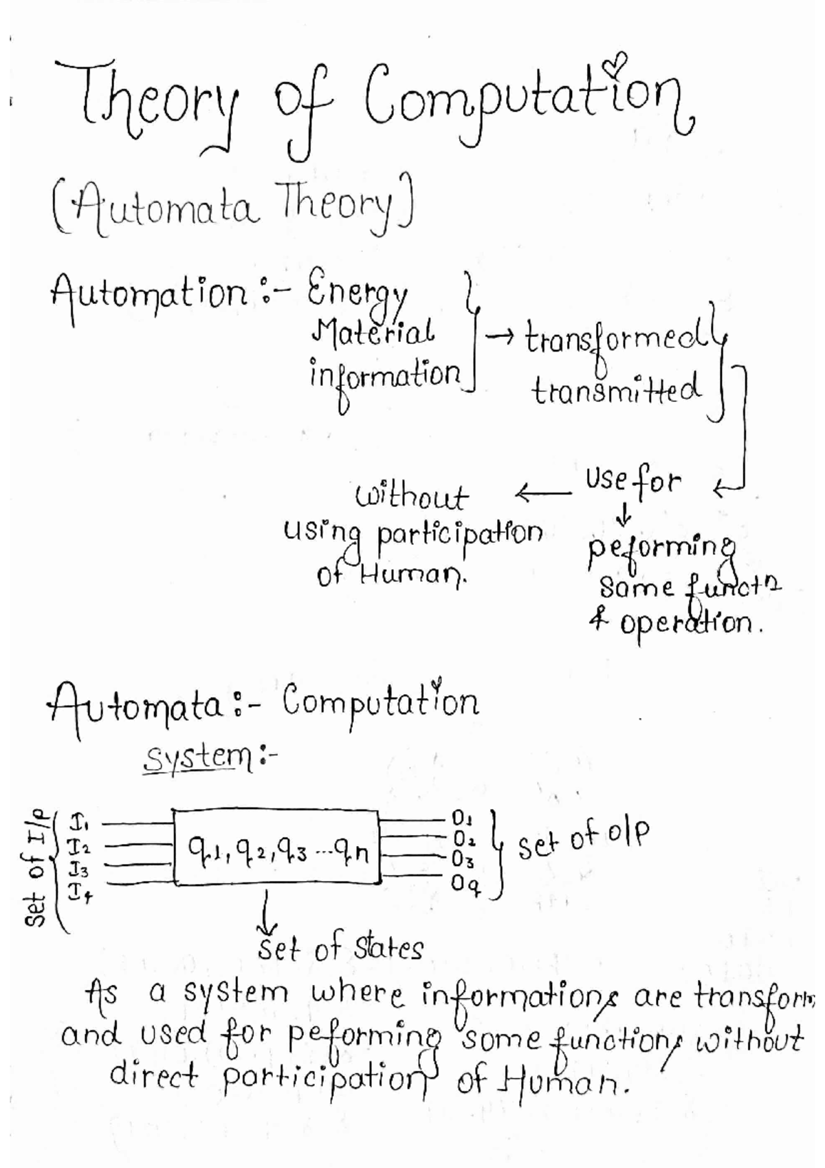 Theory of computation - Notes - Computer Science & Engineering - Studocu