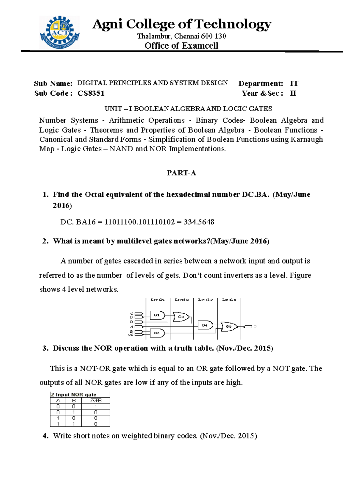 CS8351 Dpsd QB Updated 2020 - Agni College of Technology Thalambur ...