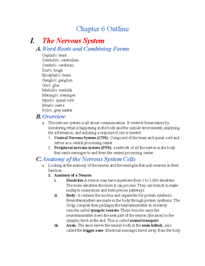 Chapter 1 outline - I. The Basics A. Terms of Anatomy a. Getting ...