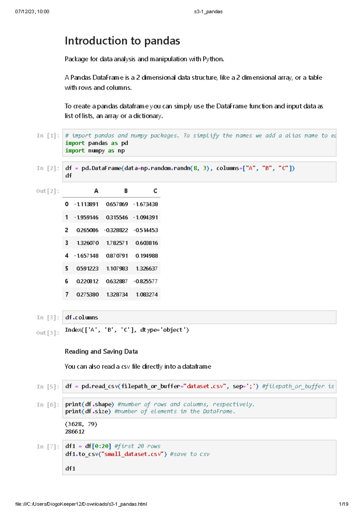 S3-1 pandas - exercicios aula - Introduction to pandas Package for data analysis and ...
