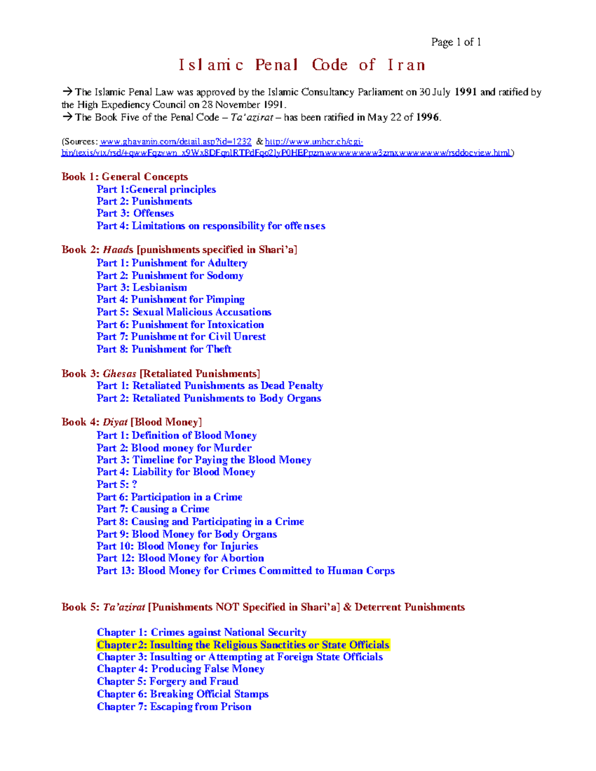Iran Penal Code - I s l a mi c Pe na l Co de o f I r a n ‡ The Islamic ...