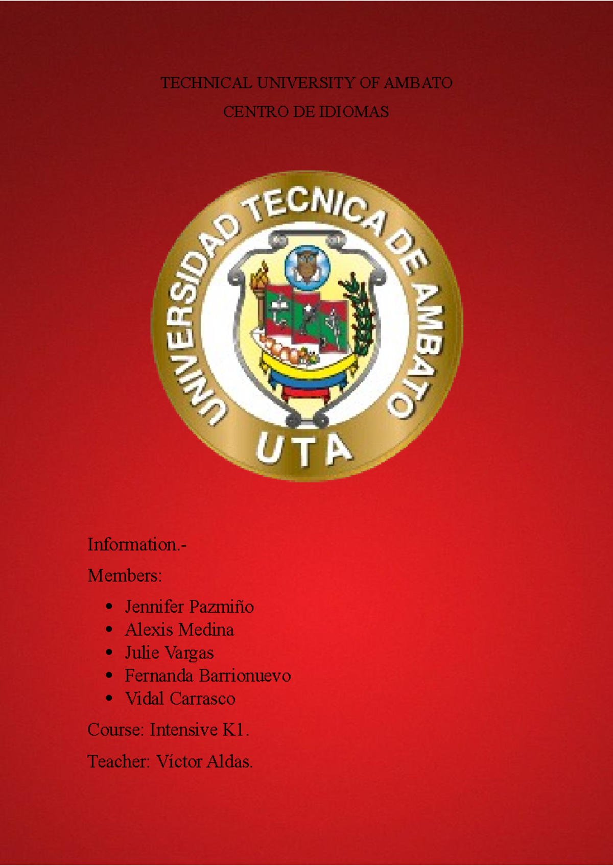 Team Work Libro DE Lectura - TECHNICAL UNIVERSITY OF AMBATO CENTRO DE ...
