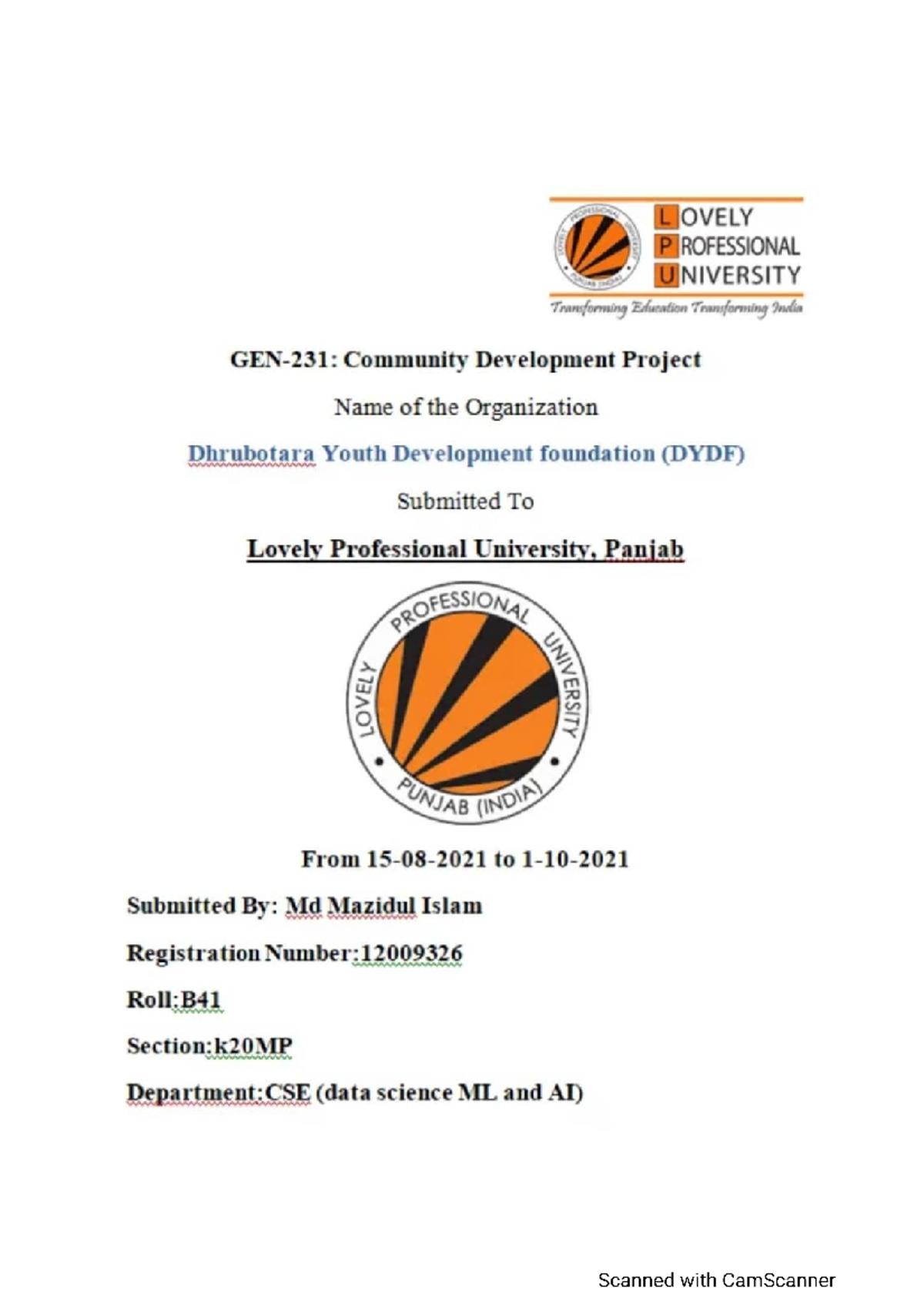 GEN-231 - Community development project - Studocu