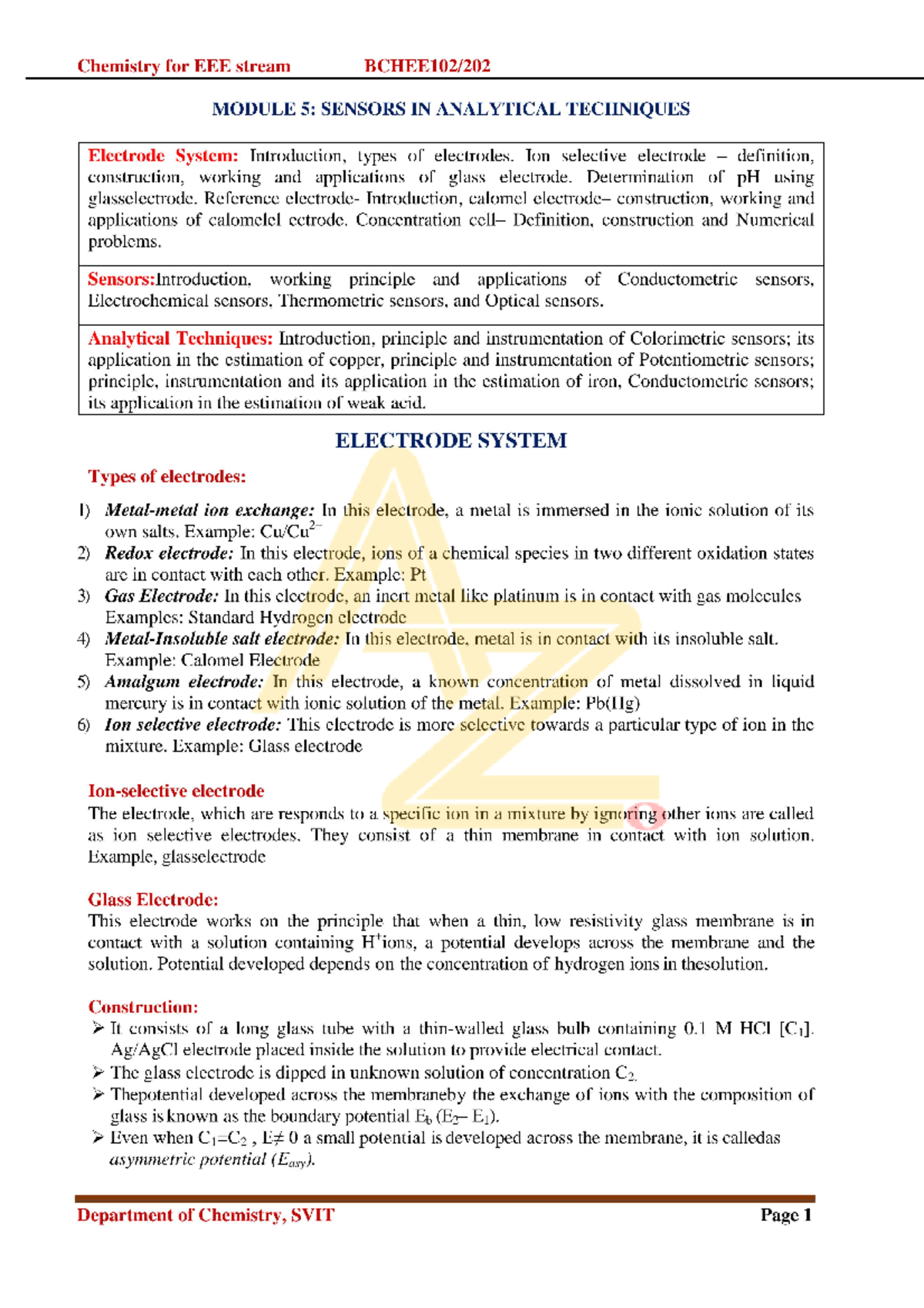 Bchee102 Module5 - Engineering chemistry for EEE stream - Studocu