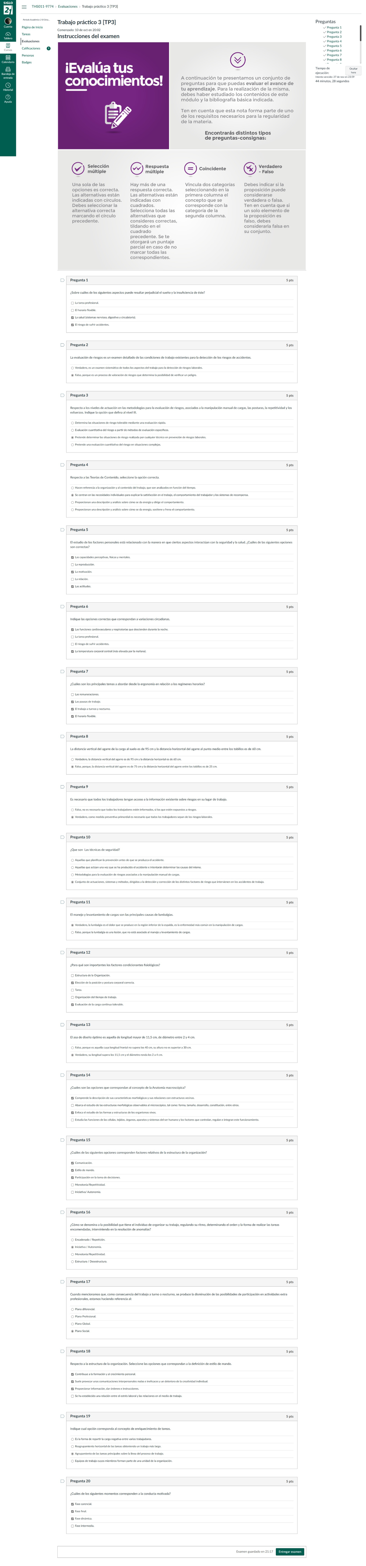 Examen Trabajo práctico 3 [TP3] 90,83% - Ergonomía - Studocu