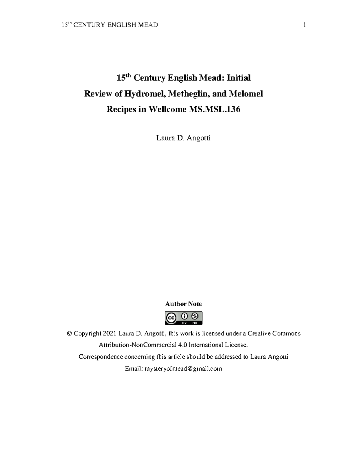15th Century English Mead (MS. MSL. 136) - 15 th Century English Mead ...