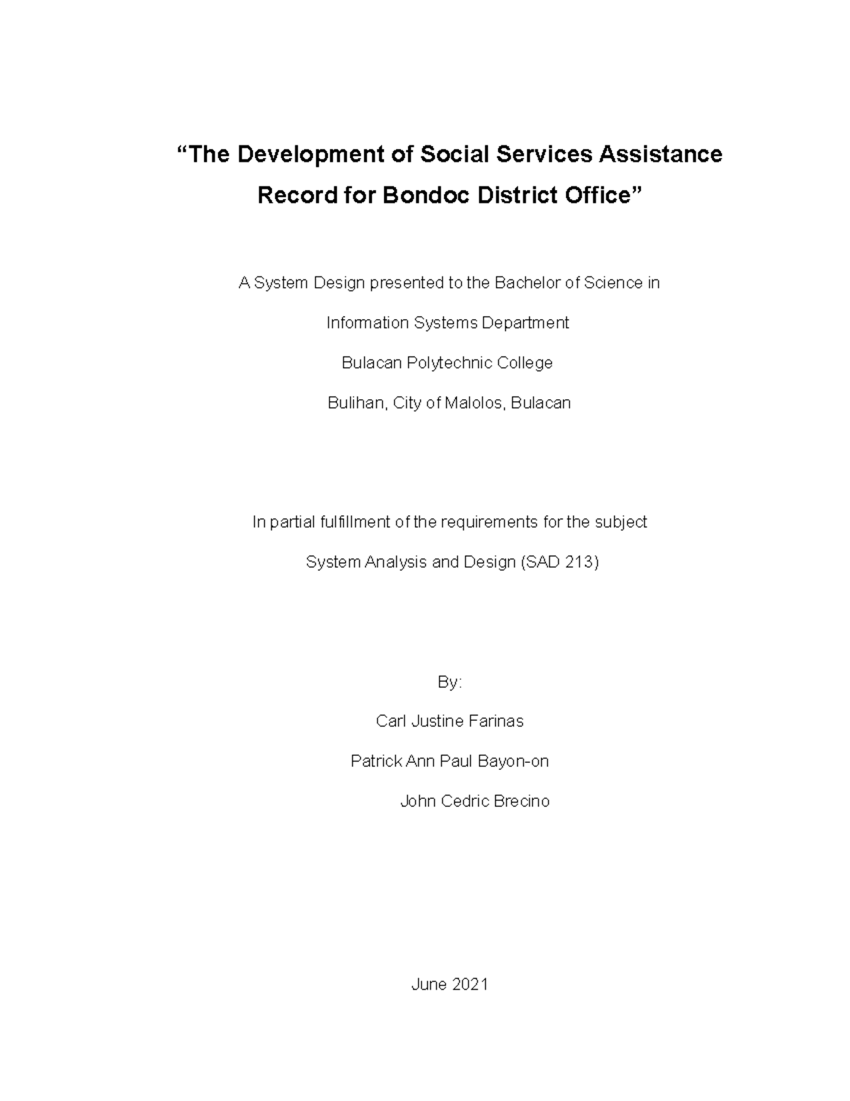 Final- Document - research - “The Development of Social Services ...