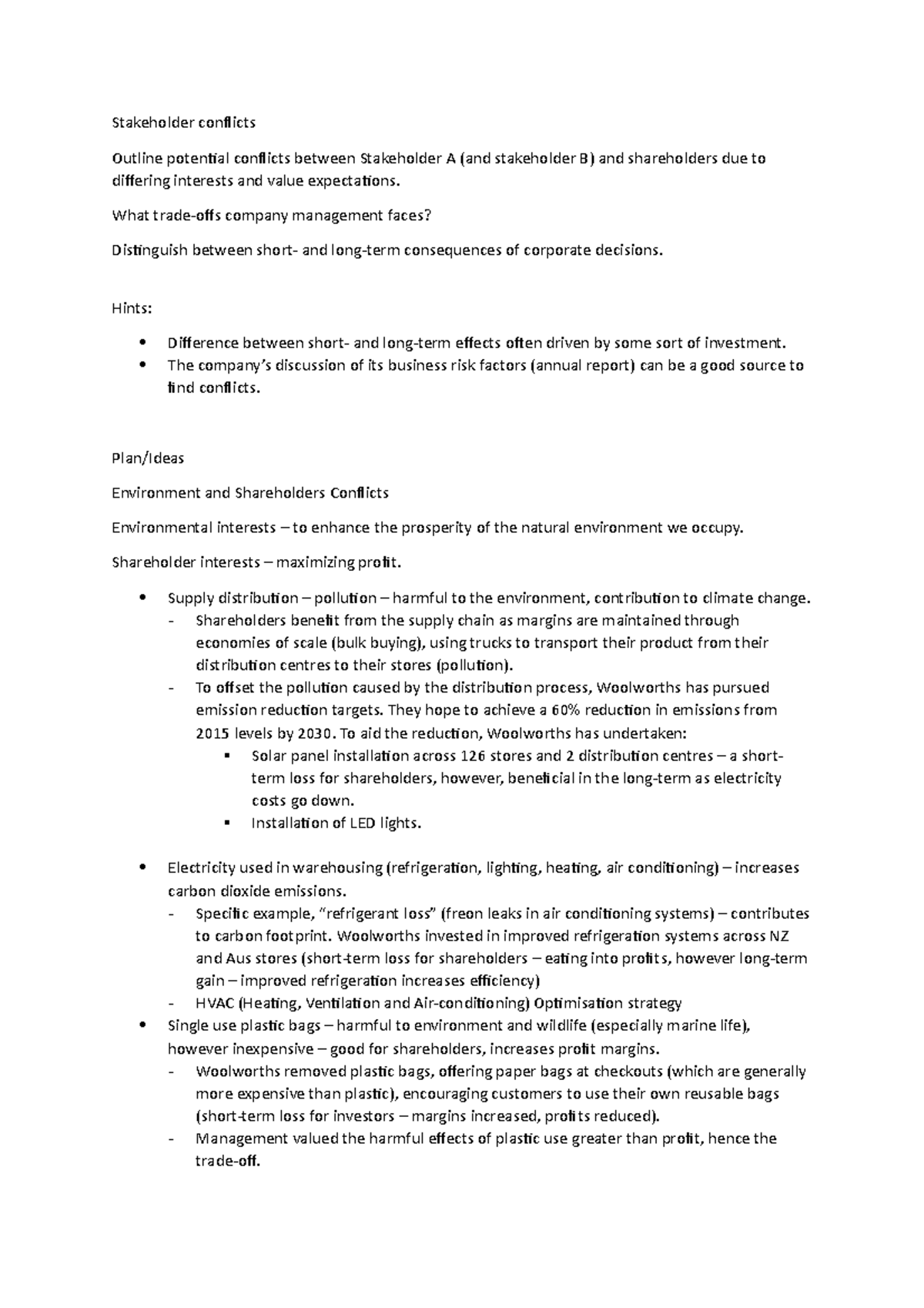 COMM1180 assignment - Stakeholder Conflicts - Stakeholder conflicts ...