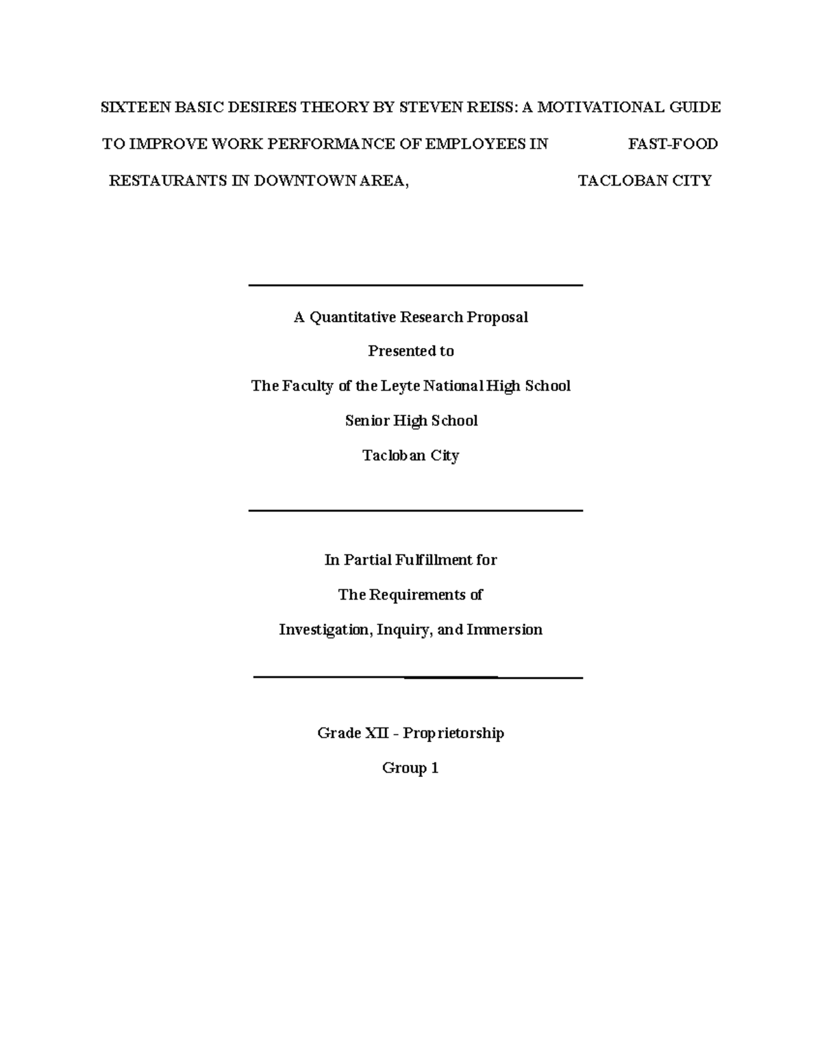 Chapter 444444444444 - Research - SIXTEEN BASIC DESIRES THEORY BY ...