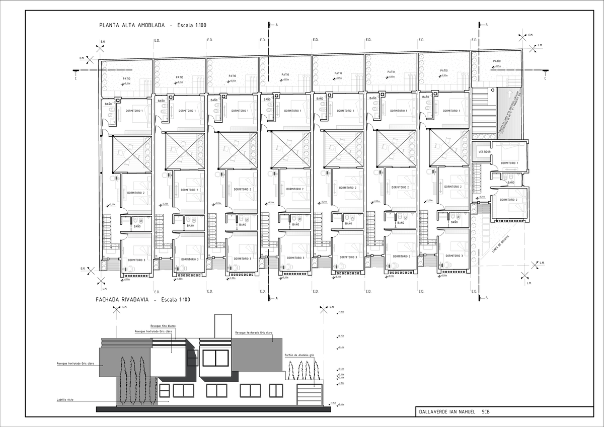 Anteproyecto - Planta Alta + Fachada - E. L. L. L. L. E. E. E. LÍNEA DE ...