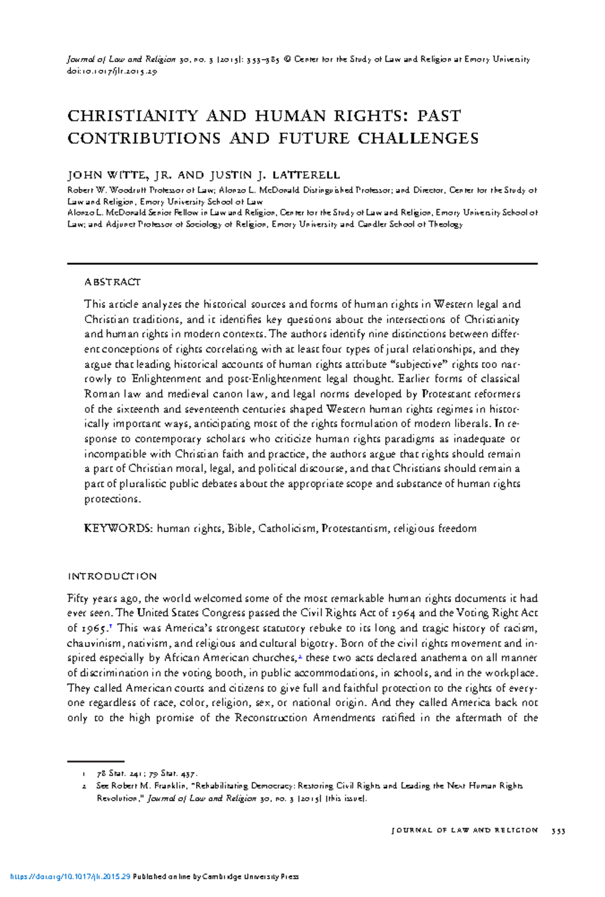 Christianity and human rights past contributions and future challenges ...