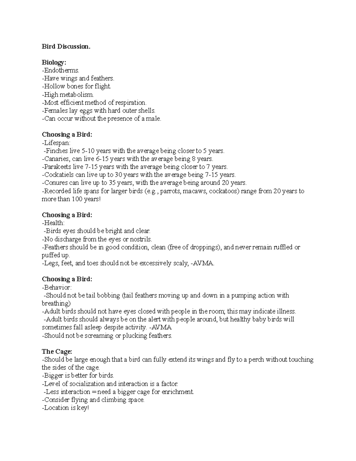 Bird Discussion - Discussion Class - Bird Discussion. Biology ...