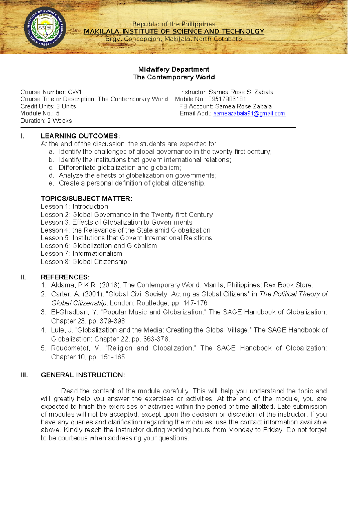 CW1 Lesson and Activities Chapter 5 - Republic of the Philippines ...
