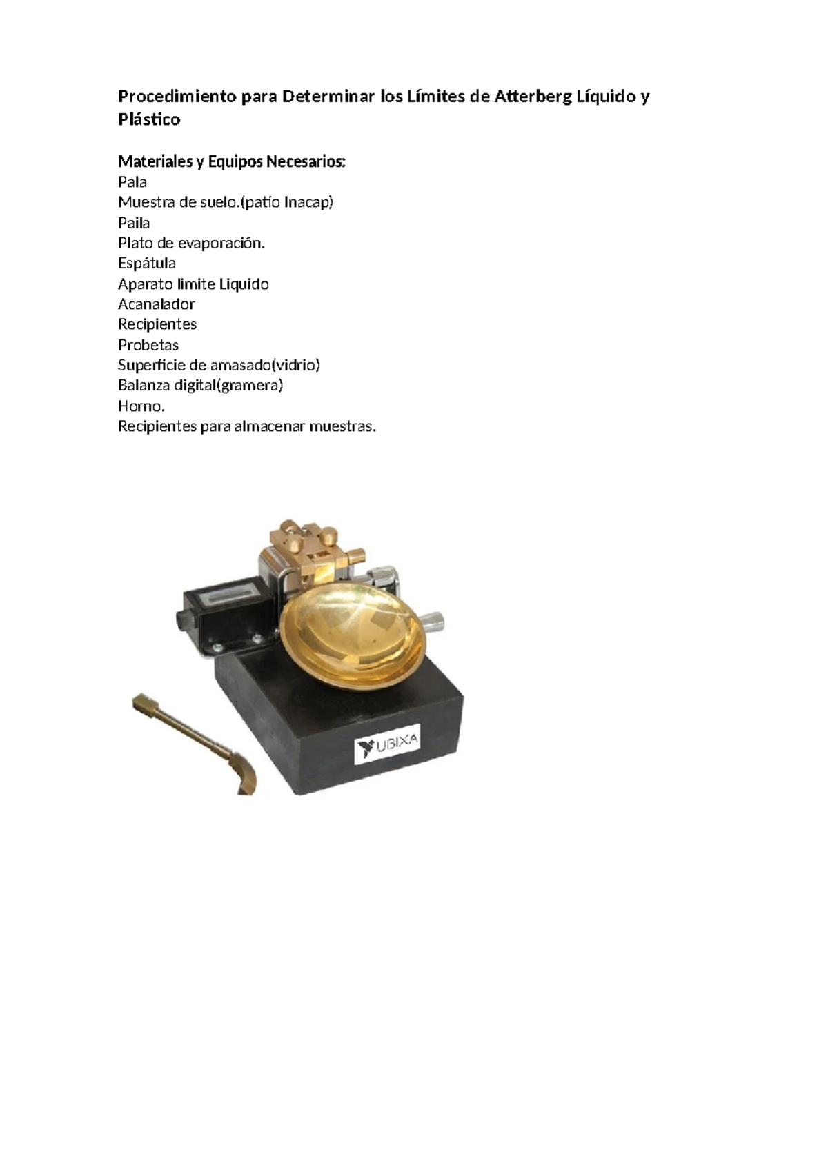 Procedimiento para Determinar los Límites de Atterberg Líquido y ...