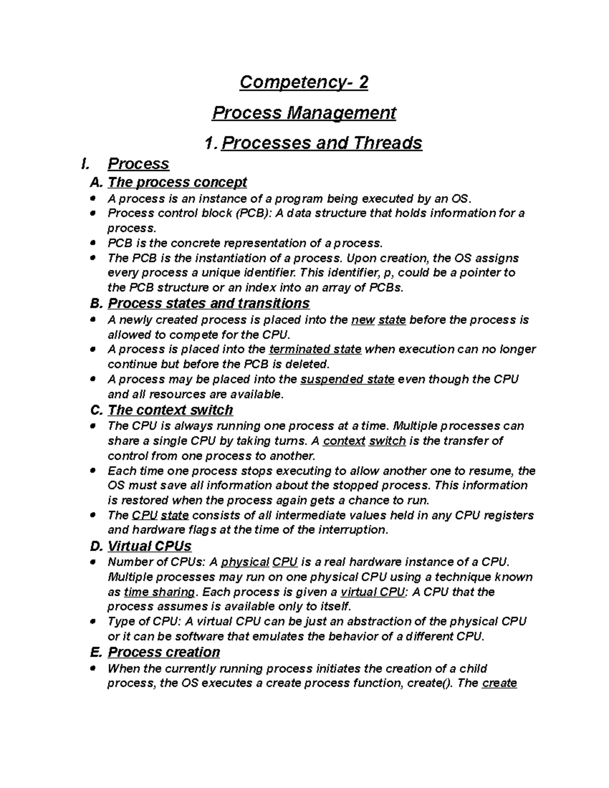 C191 C2-Process Management - Competency- 2 Process Management 1 ...