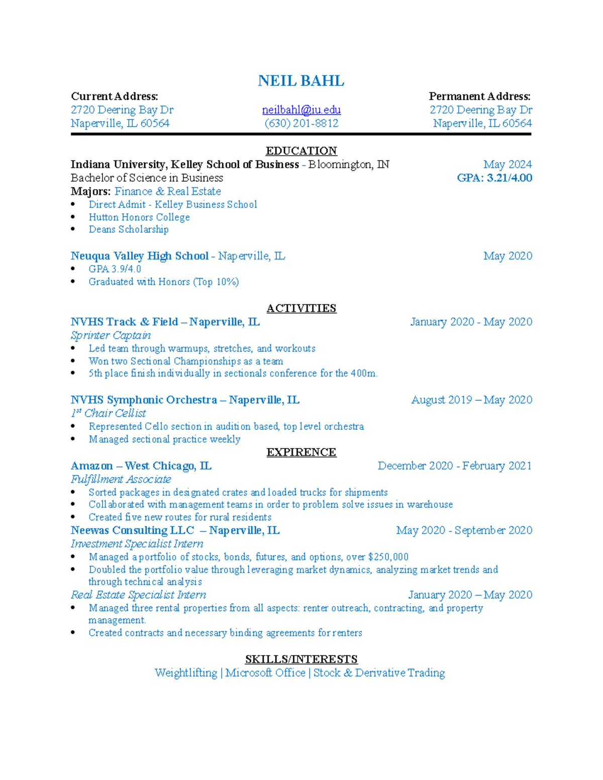 First Year Resume - This is my leadership report. This is for the class ...