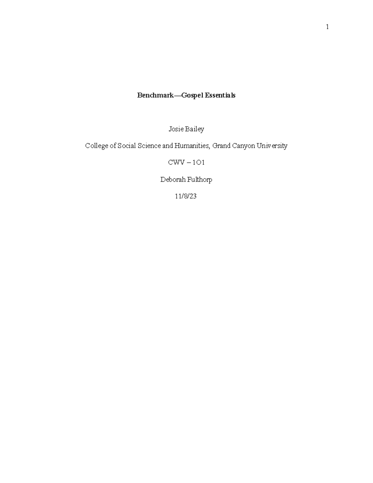 CWV-101-301-RS-T5Benchmark Gospel Essentials- Template (Auto Recovered) - Benchmark—Gospel - Studocu