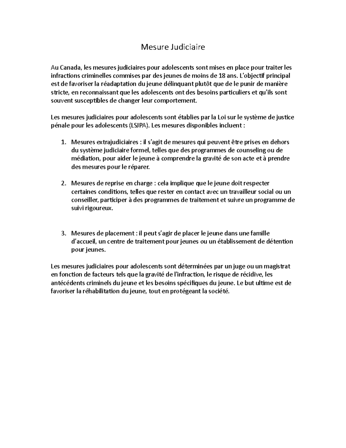 Mesure judiciaire - Mesure Judiciaire Au Canada, les mesures ...