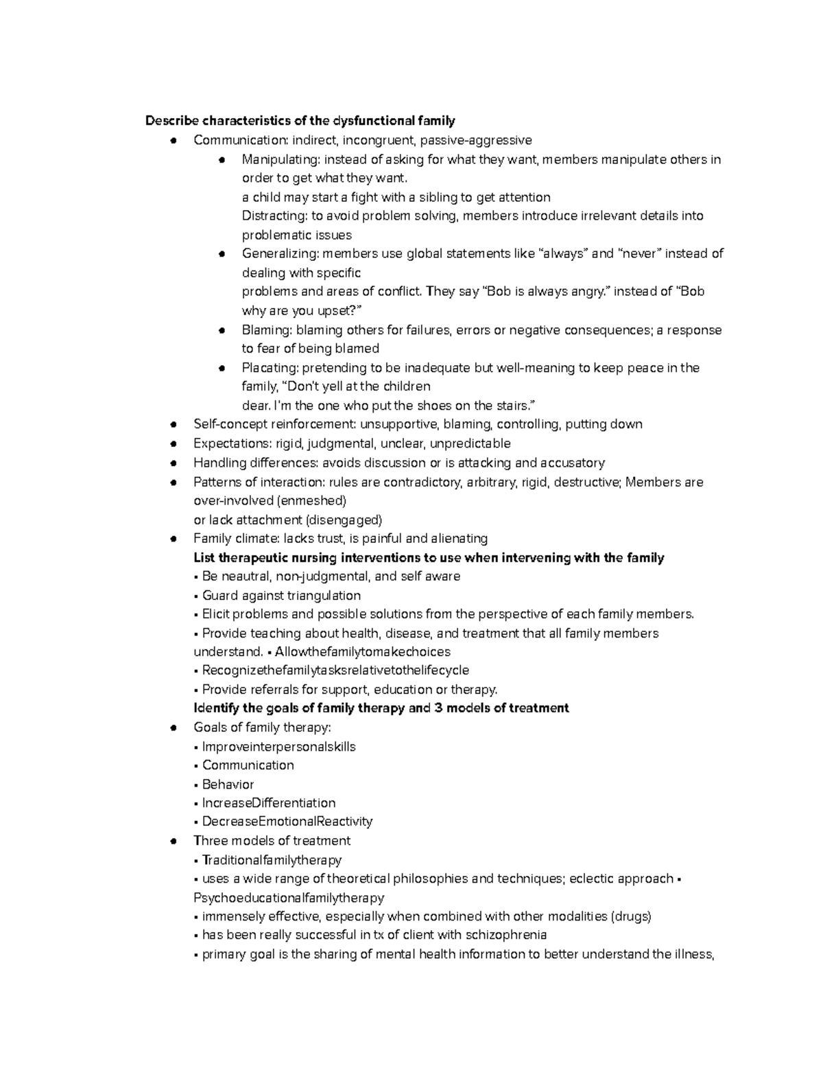 Family and Violence - Describe characteristics of the dysfunctional ...