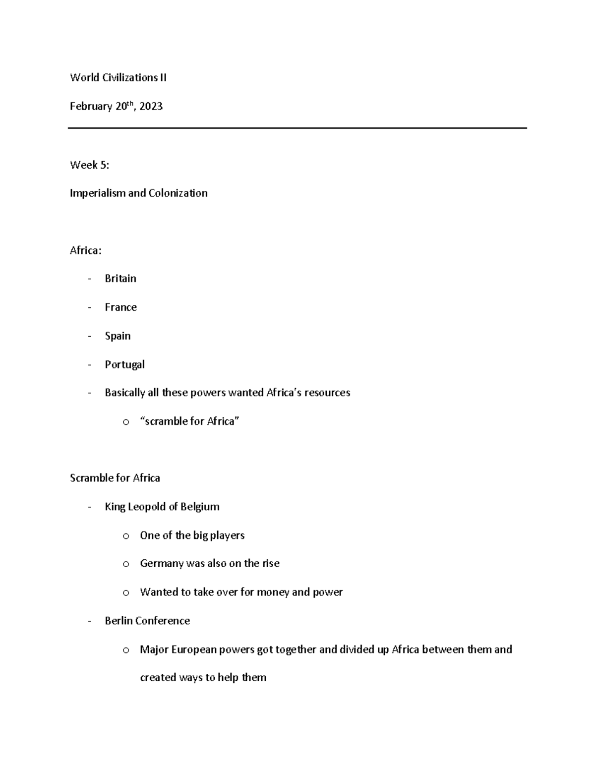 History 2-20 - Professor Fairbanks-Ukropen, spring 2023. - World ...