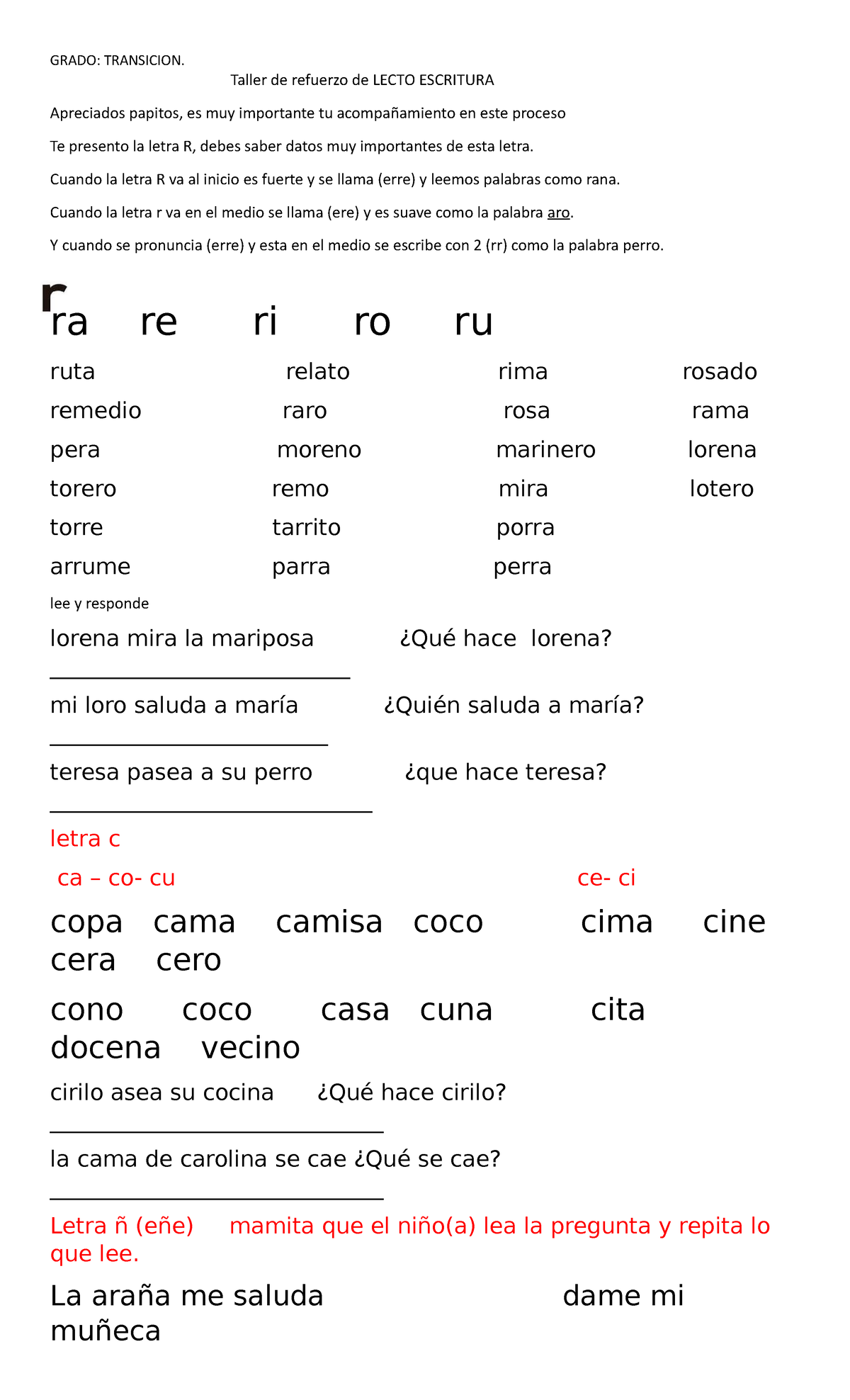 Taller de fundamentacion de lecto escritura del 3 periodo - GRADO ...