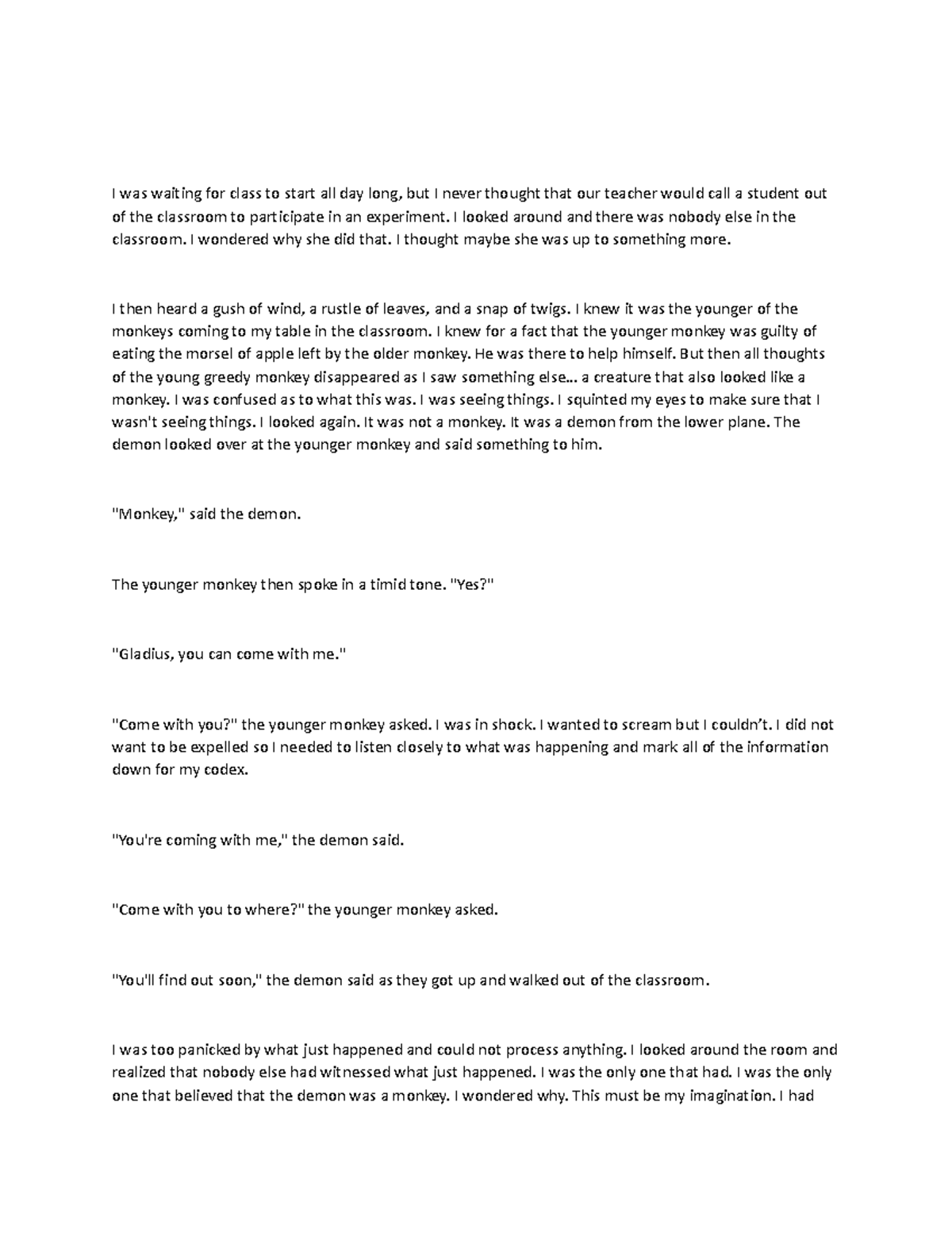 A step forward - Essay - I was waiting for class to start all day long ...