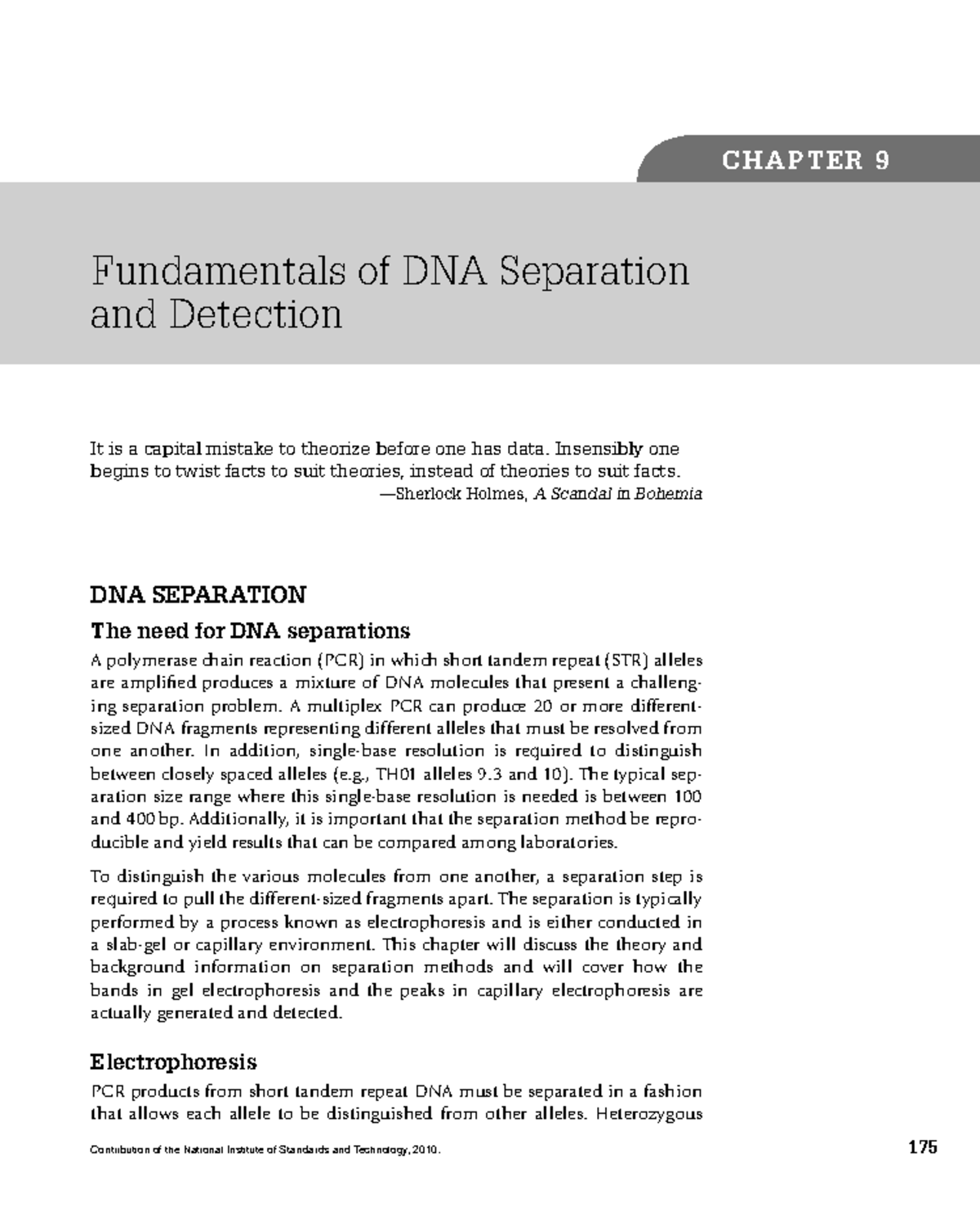 DNA Separation and Detection - Contribution of the National Institute ...