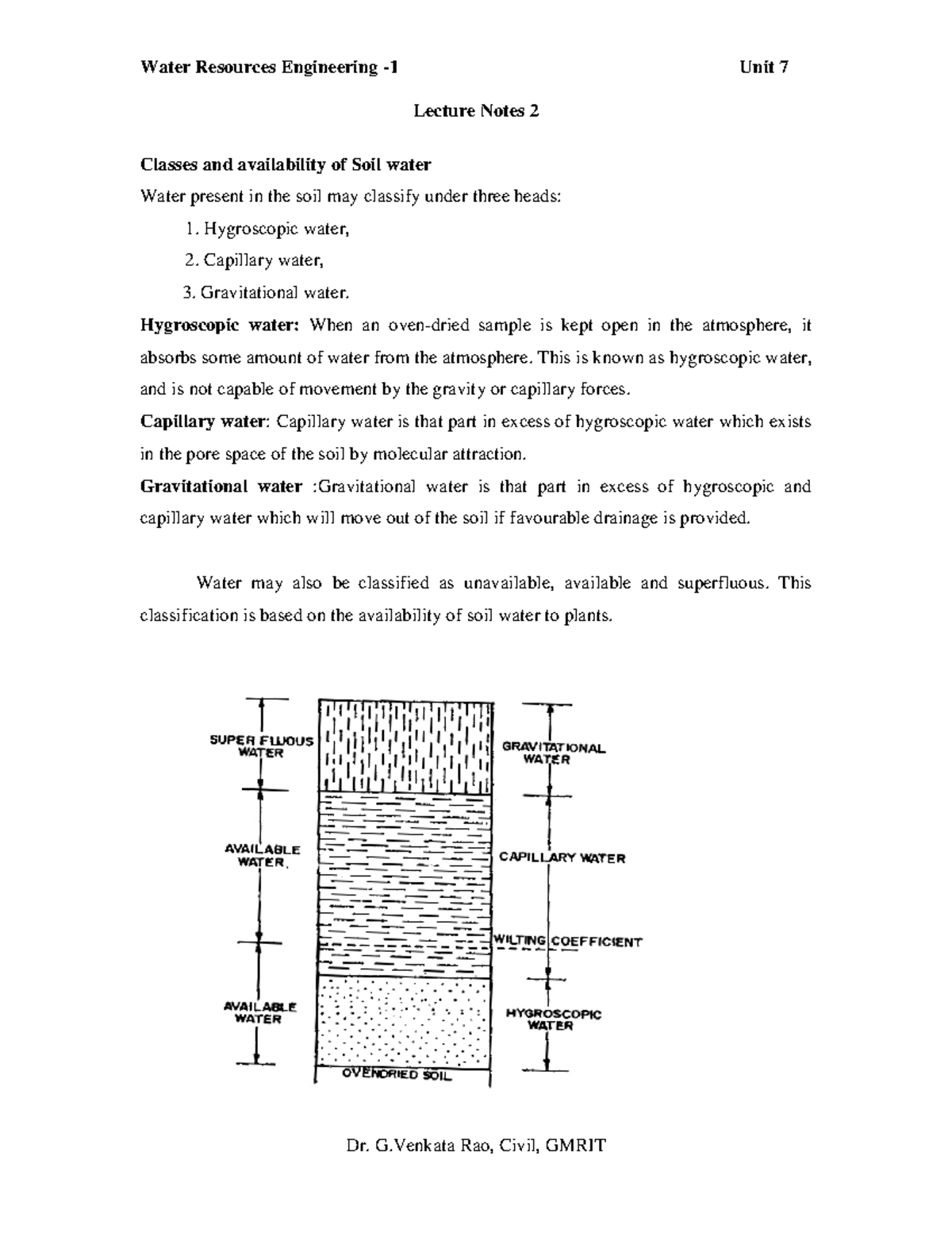 Unit-7 - WRE LECTURE NOTES - Lecture Notes 2 Classes and availability ...