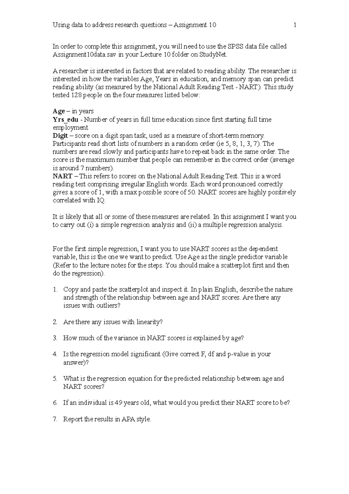 Assignment 10 - Using data to address research questions – Assignment ...