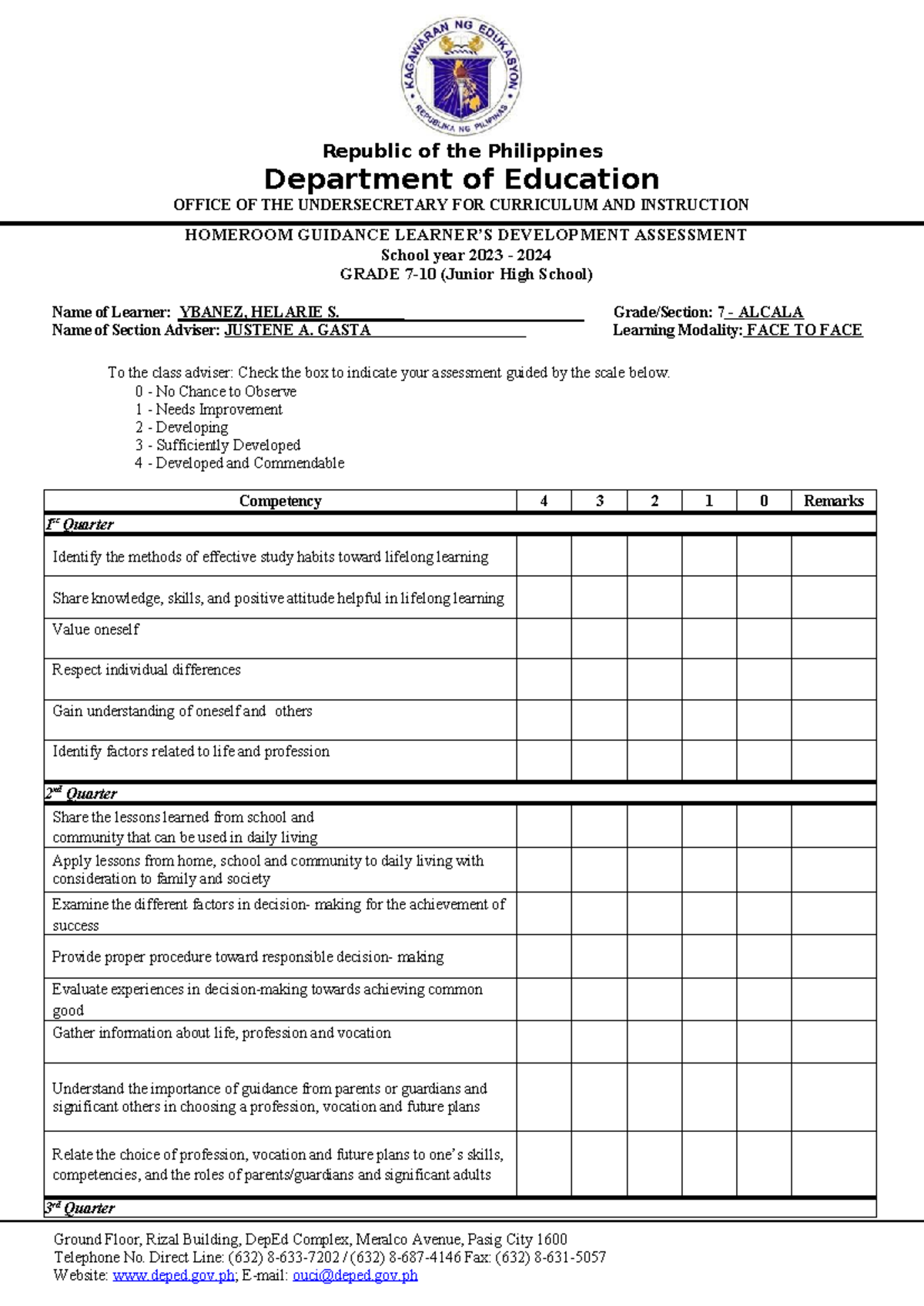 Homeroom-Guidance-Assessment-7-10 - Republic of the Philippines ...