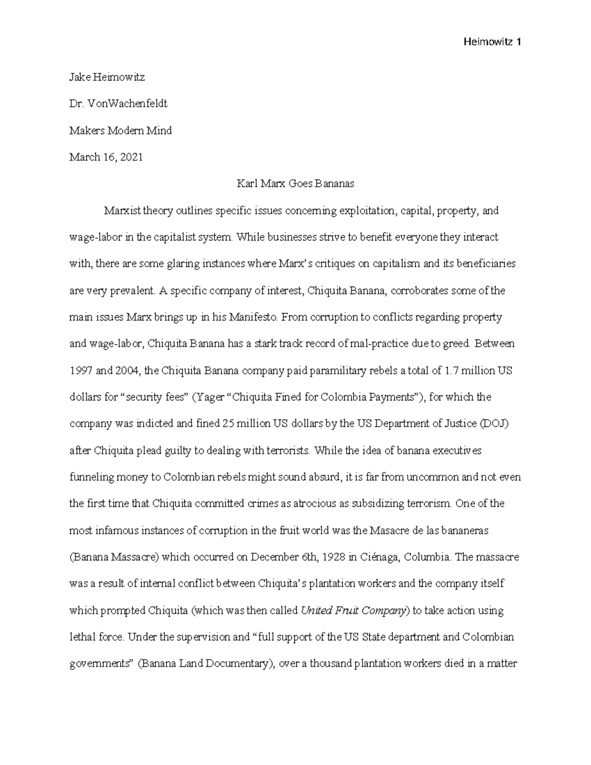 Cartels, Bananas, Karl Marx - Jake Heimowitz Dr. VonWachenfeldt Makers ...