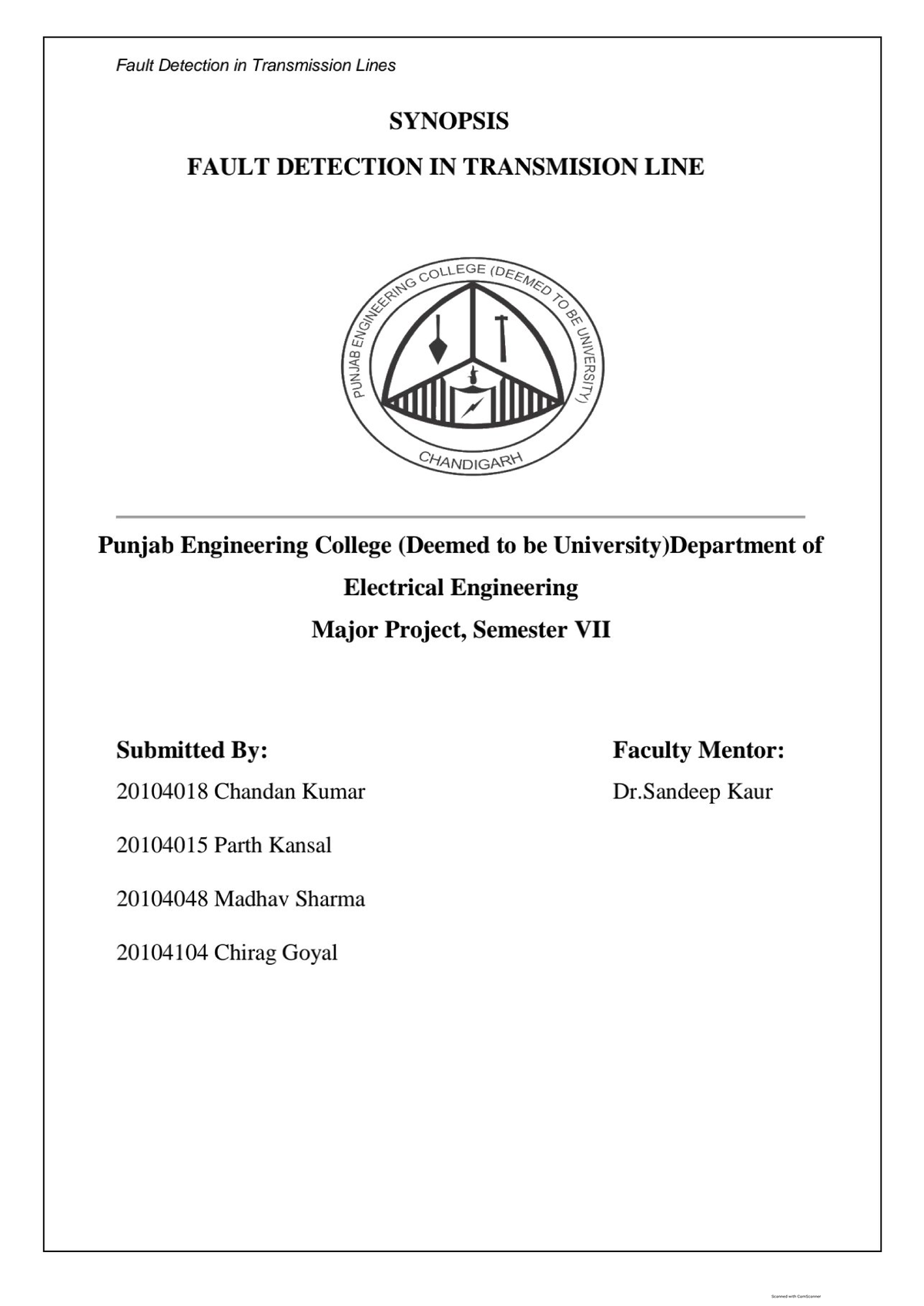 Fault Detection in Transmission Lines - Electrical Engineering - Studocu