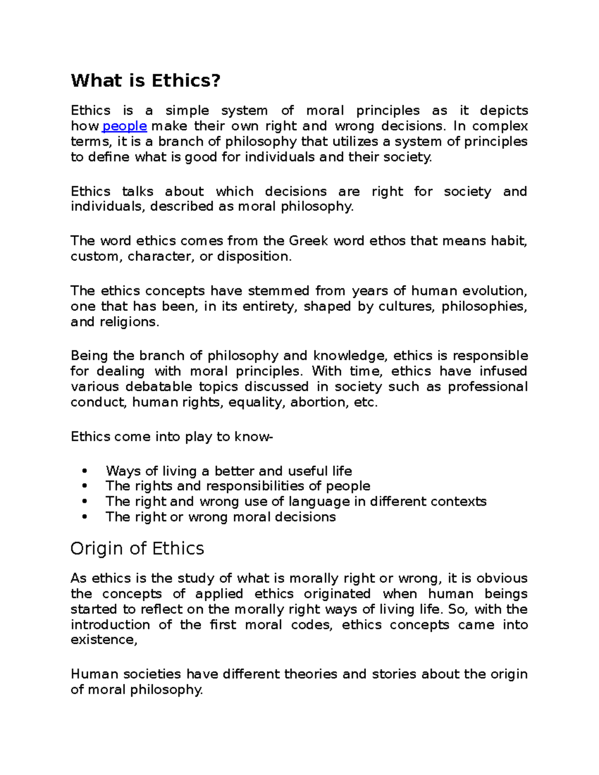 What is Ethics - What is Ethics? Ethics is a simple system of moral ...