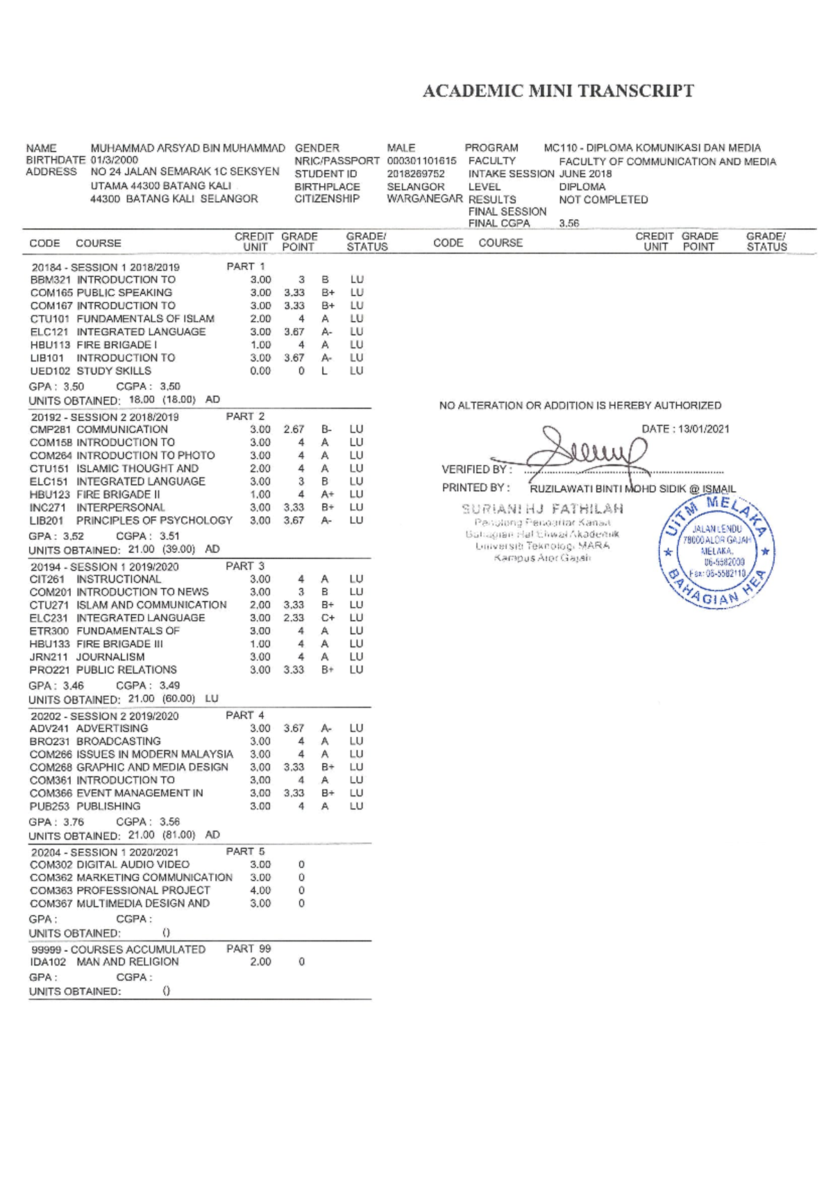 13012021 MC110 Muhammad Arsyad - Masscom - Studocu