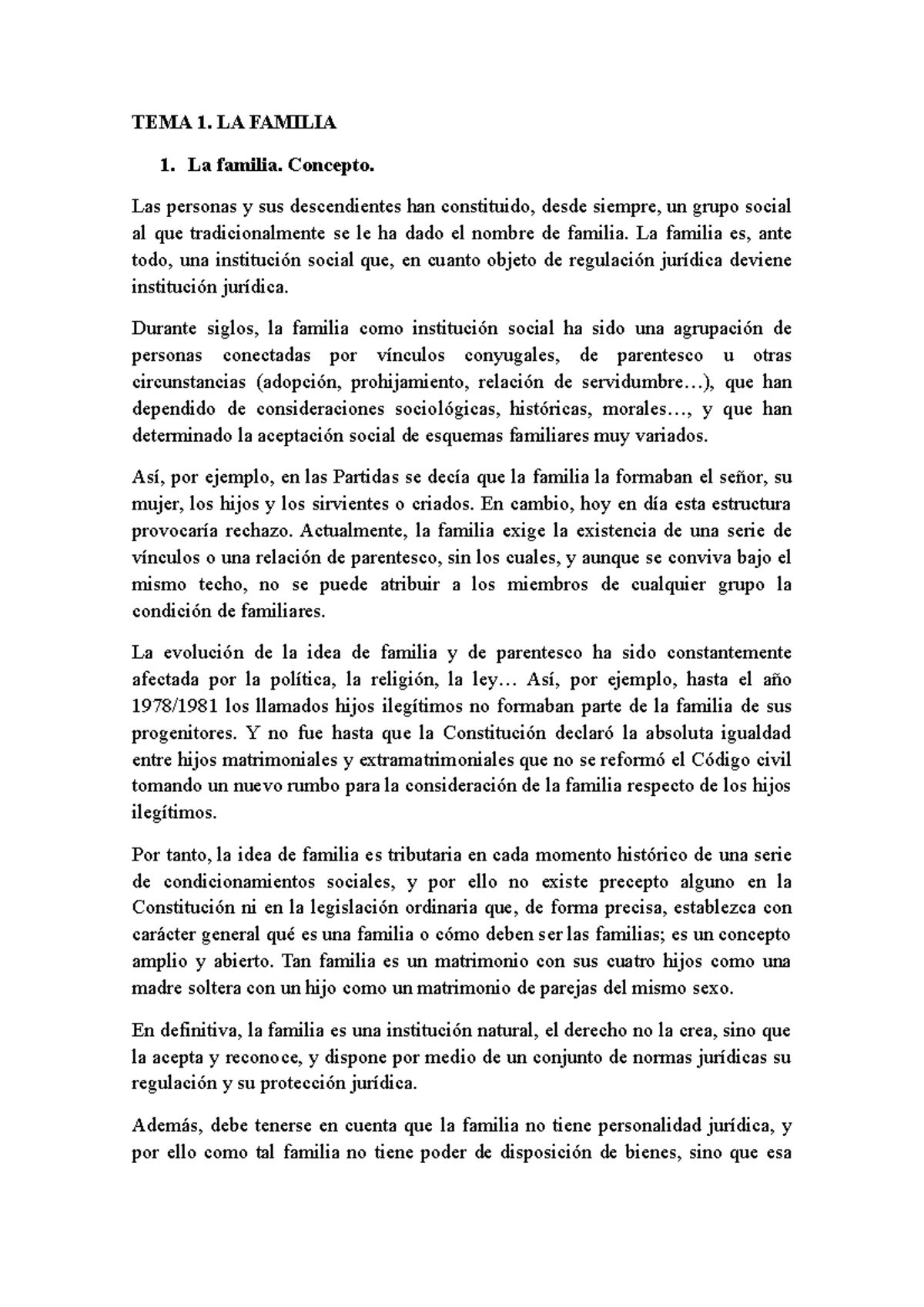 TEMA 1-2 - la familia - TEMA 1. LA FAMILIA 1. La familia. Concepto. Las ...