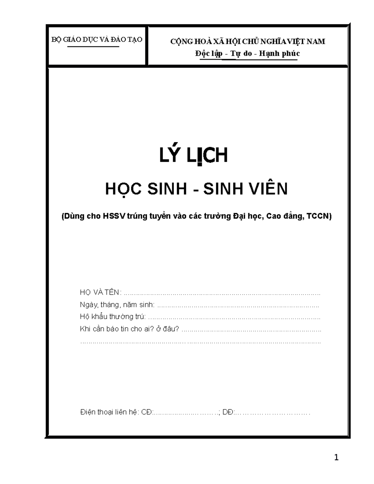 LLSV - abc - BỘ GIÁO DỤC VÀ ĐÀO TẠO CỘNG HOÀ XÃ HỘI CHỦ NGHĨA VIỆT NAM ...