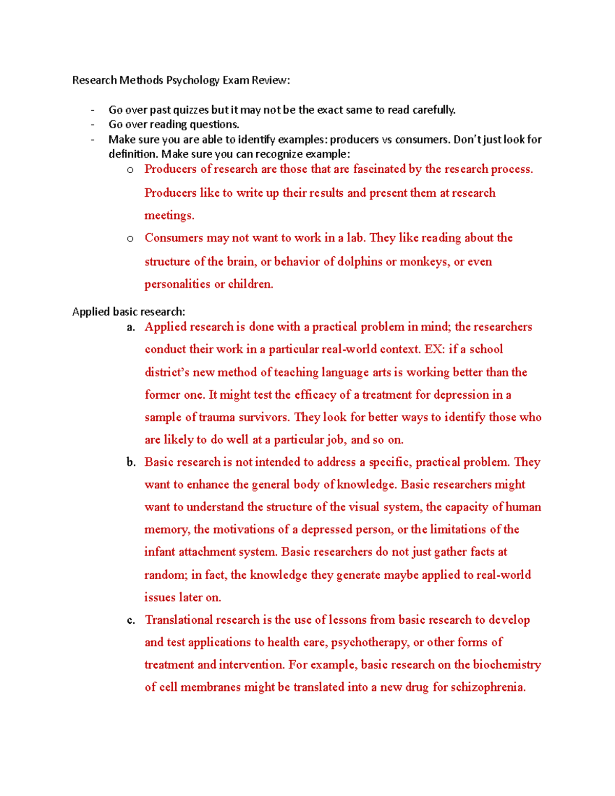 Study guide Research Methods Psychology Exam Review - Research Methods ...