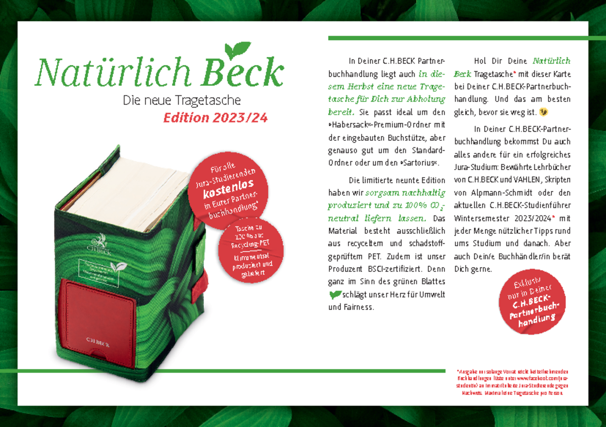 Abholschein semesteraktion windersemester 2023 2024 - Natürlich Beck ...