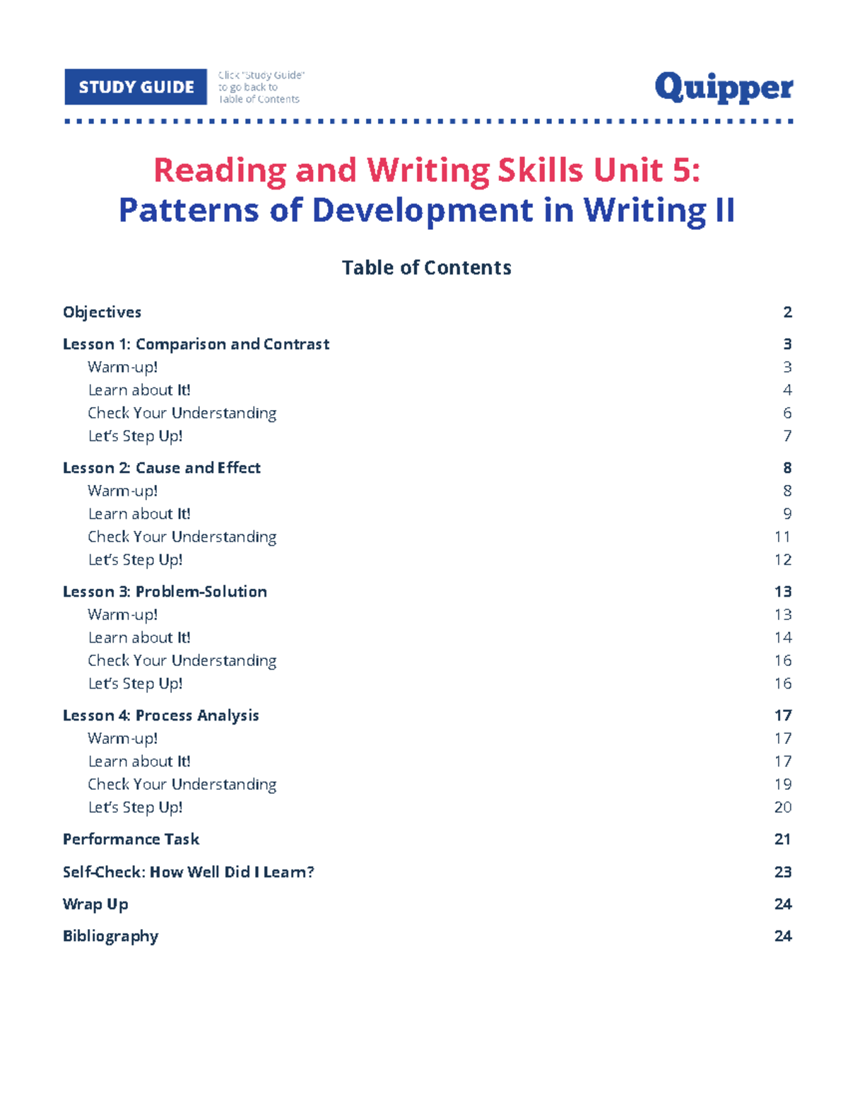Reading and Writing Skills Unit 5 Patterns of Development in Writing II ...