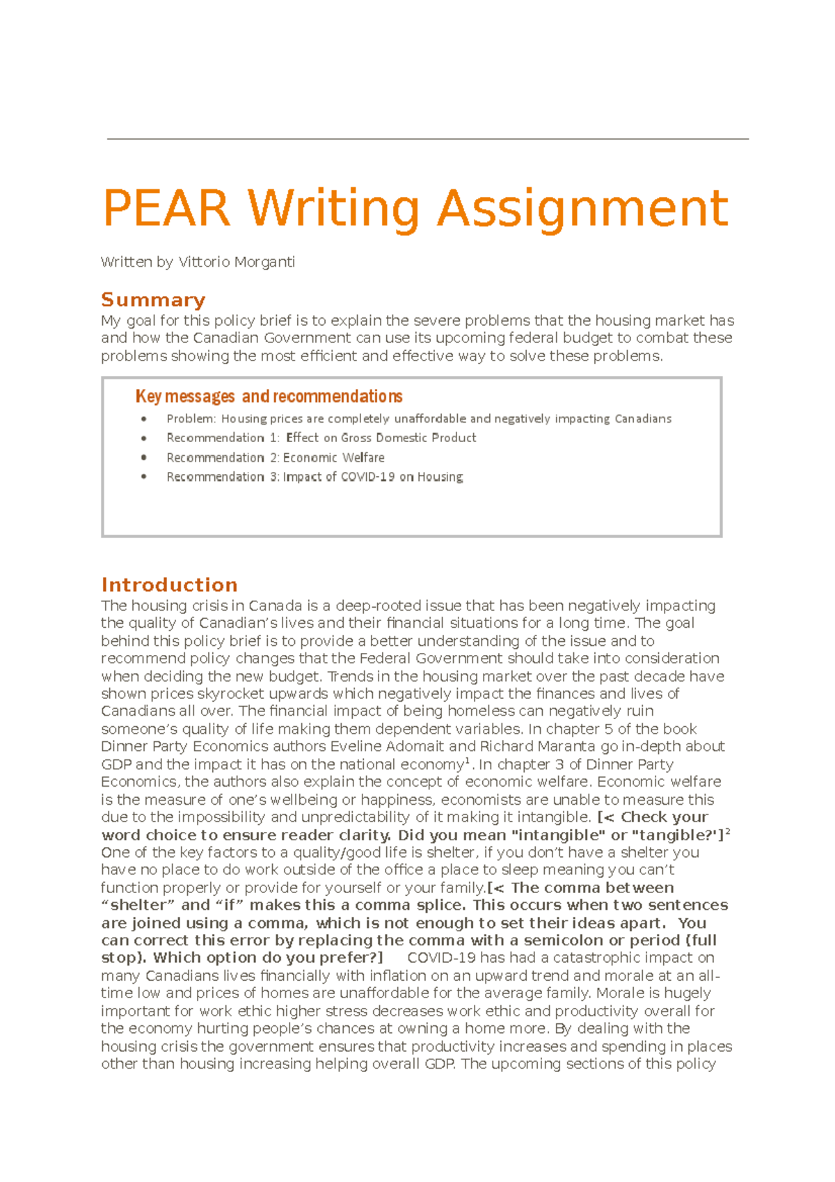 ECON 1100 - PEAR Writing Assignment 2021 - PEAR Writing Assignment ...