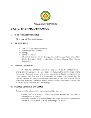 Basic Thermodynamics- Ideal Gas and Ideal Gas Laws - AKLAN STATE ...