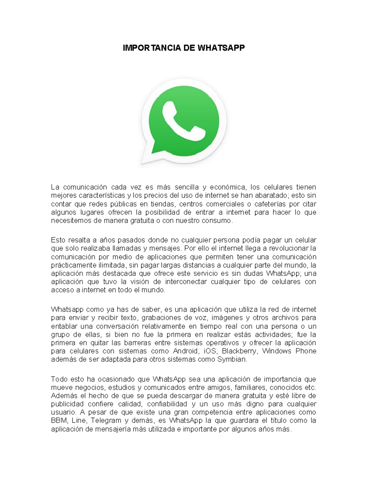 Importancia DE Whatsapp - IMPORTANCIA DE WHATSAPP ####### La ...